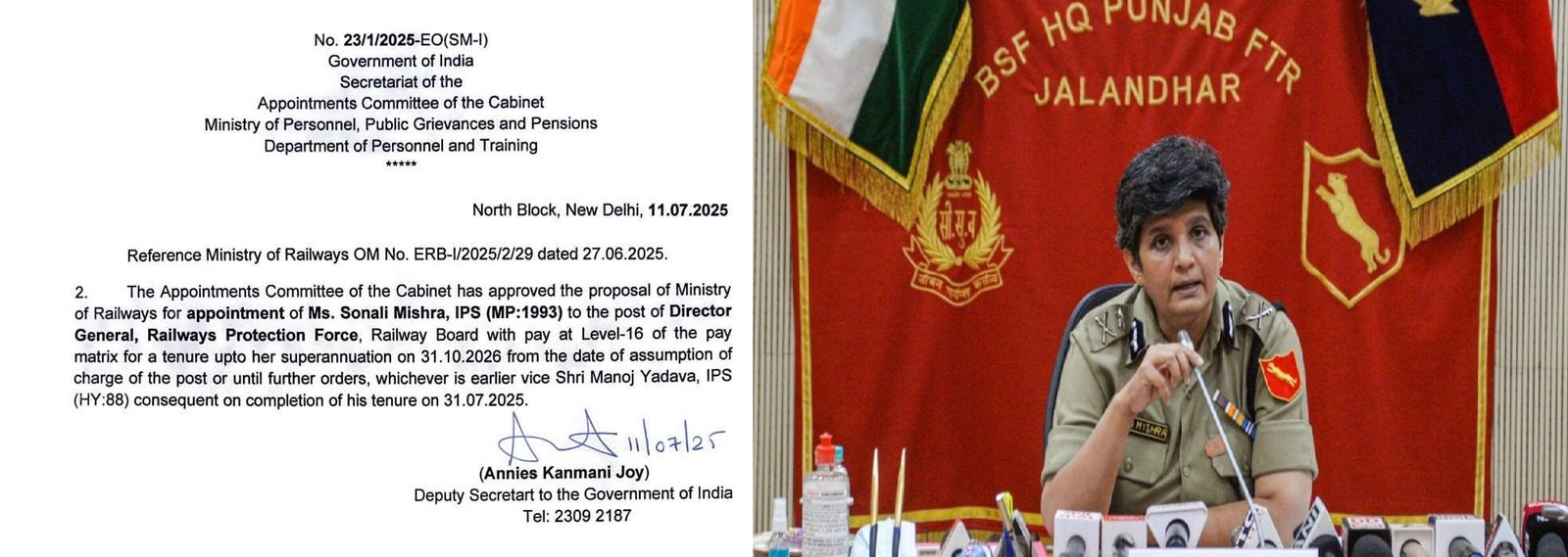 IPS सोनाली मिश्रा को मिली बड़ी जिम्मेदारी, RPF की पहली महिला DG नियुक्त ...